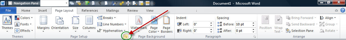Page Setup Dialog In Microsoft Word
